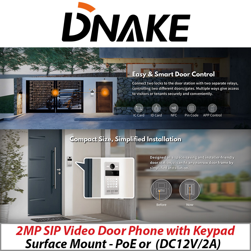 DNAKE 2MP Smart SIP Door Phone with Keypad, Surface Mount (S213K/S) ∙ ...